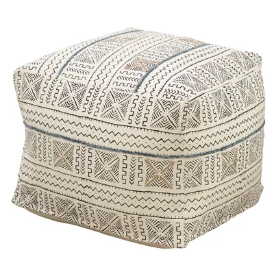 Kirkland's Black and White Mudcloth Cotton Pouf | Hamilton Place