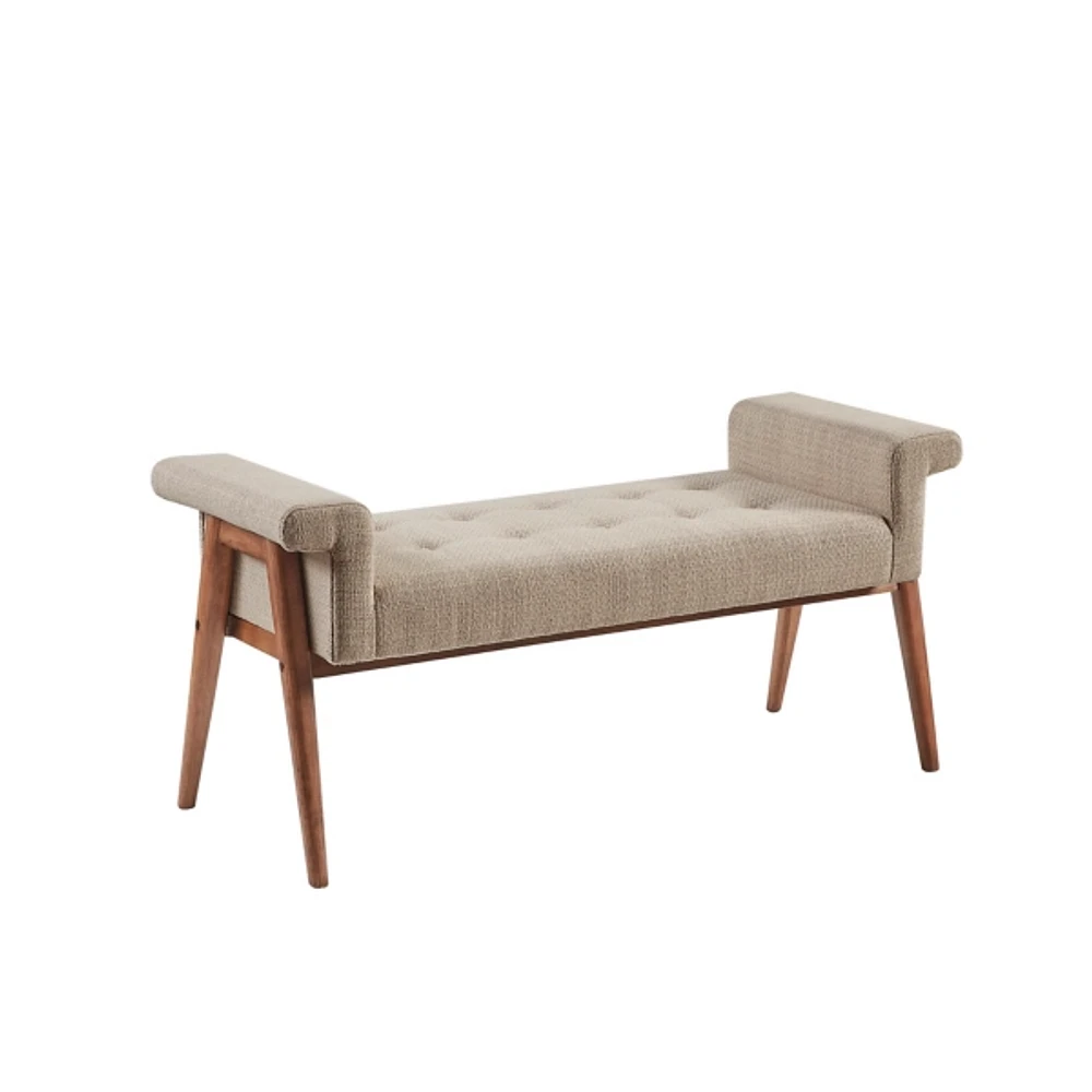 Kirkland's Tan Button Tufted Wood Bench | Hamilton Place