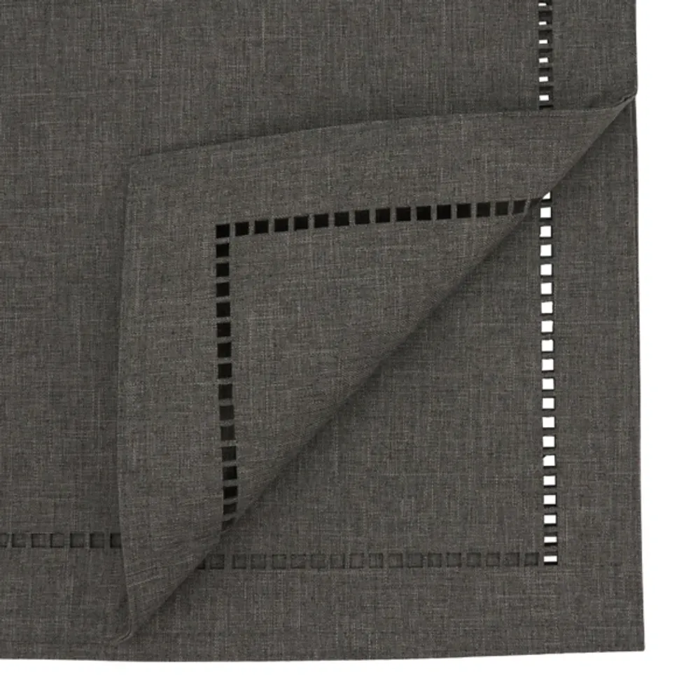 Kirklands Dark Gray Hemstitch Border Table Runner | Hamilton Place
