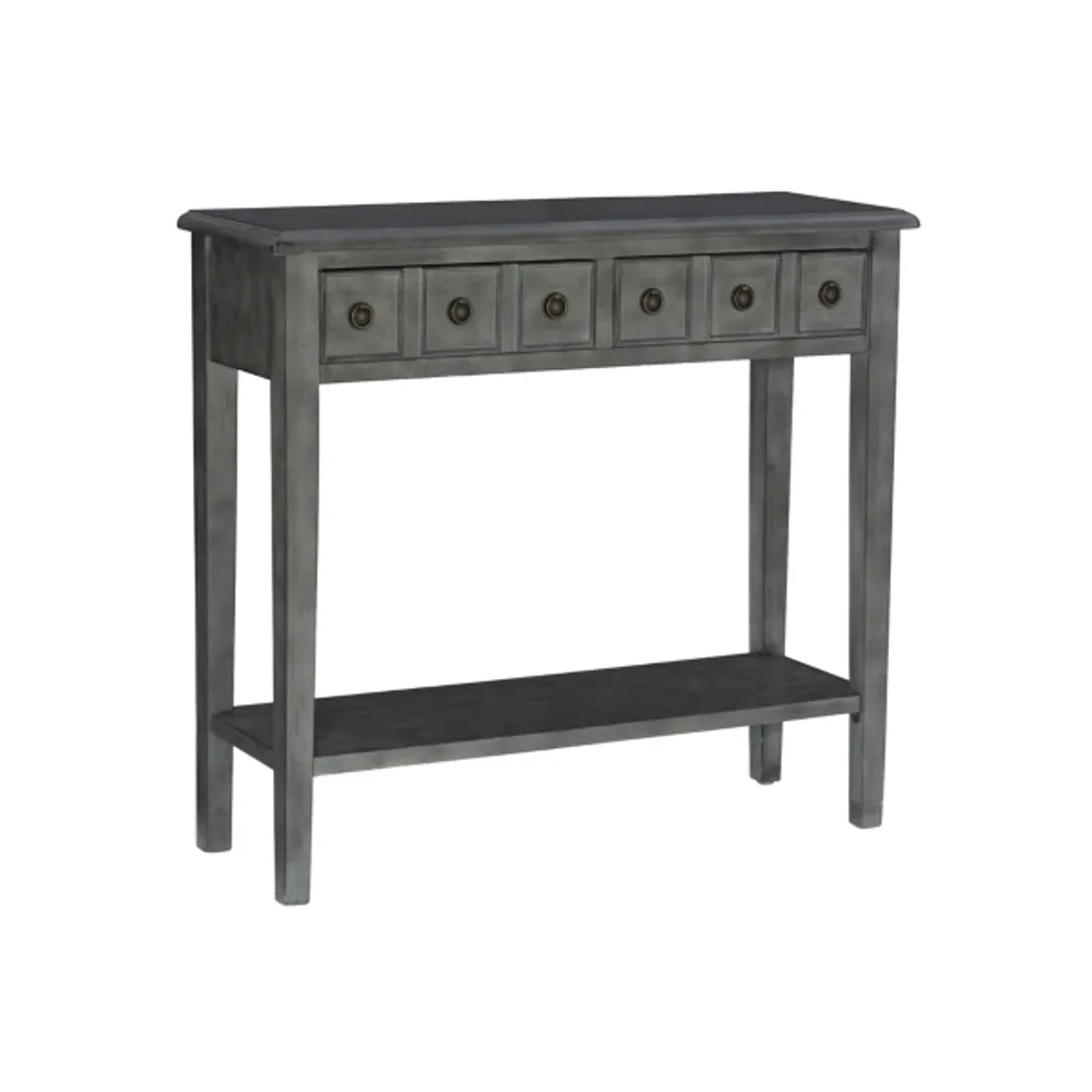 Kirklands Gray Wooden Console Table with Double Drawers | Hamilton Place
