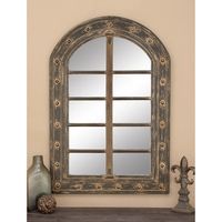 Kirkland's Distressed Brown Wood Arch Frame Grid Wall Mirror | Hamilton ...