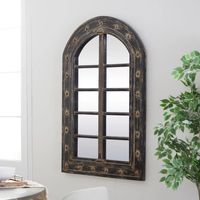 Kirkland's Distressed Brown Wood Arch Frame Grid Wall Mirror | Hamilton ...