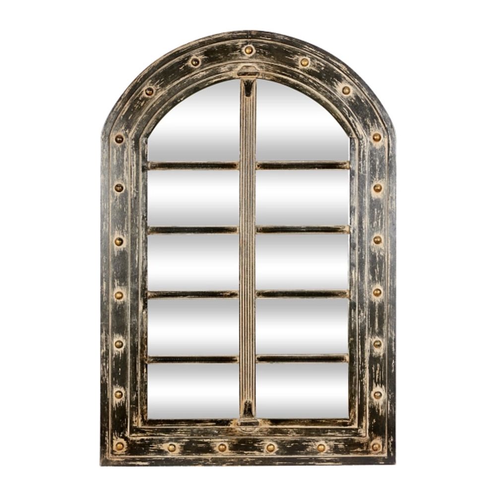 Kirkland's Distressed Brown Wood Arch Frame Grid Wall Mirror | Hamilton ...