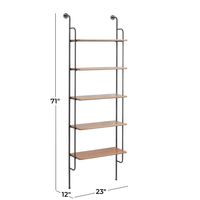 Kirkland's Black Metal Pipe Frame Brown Wood Wall Shelf | Hamilton Place