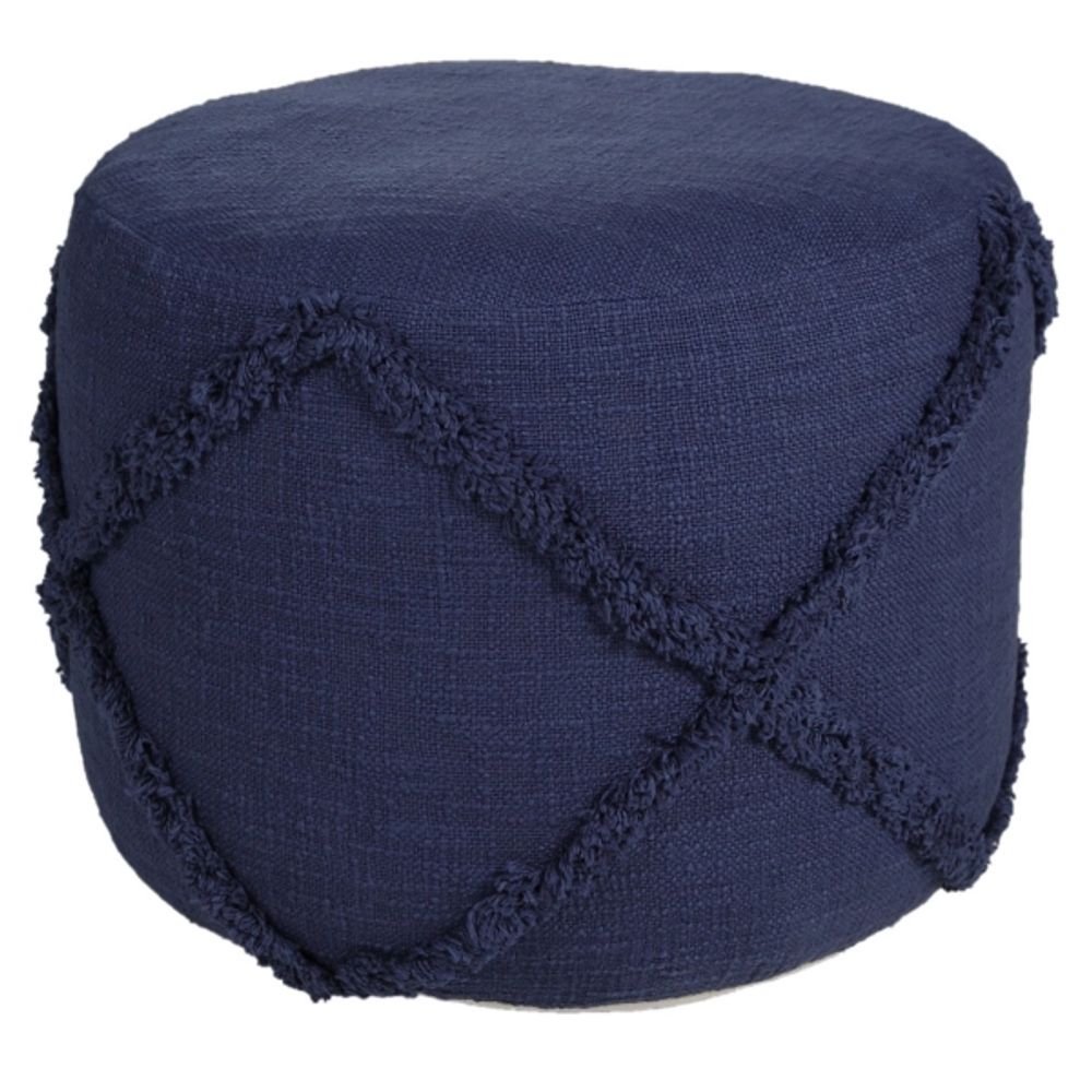 Kirklands Navy Diamond Tufted Pouf | Hamilton Place