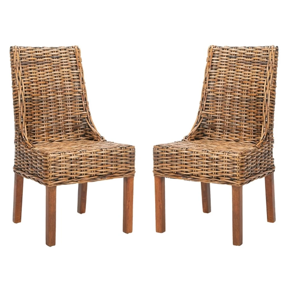 Kirkland's Brown Woven Rattan DIning Chairs, Set of 2 | Hamilton Place