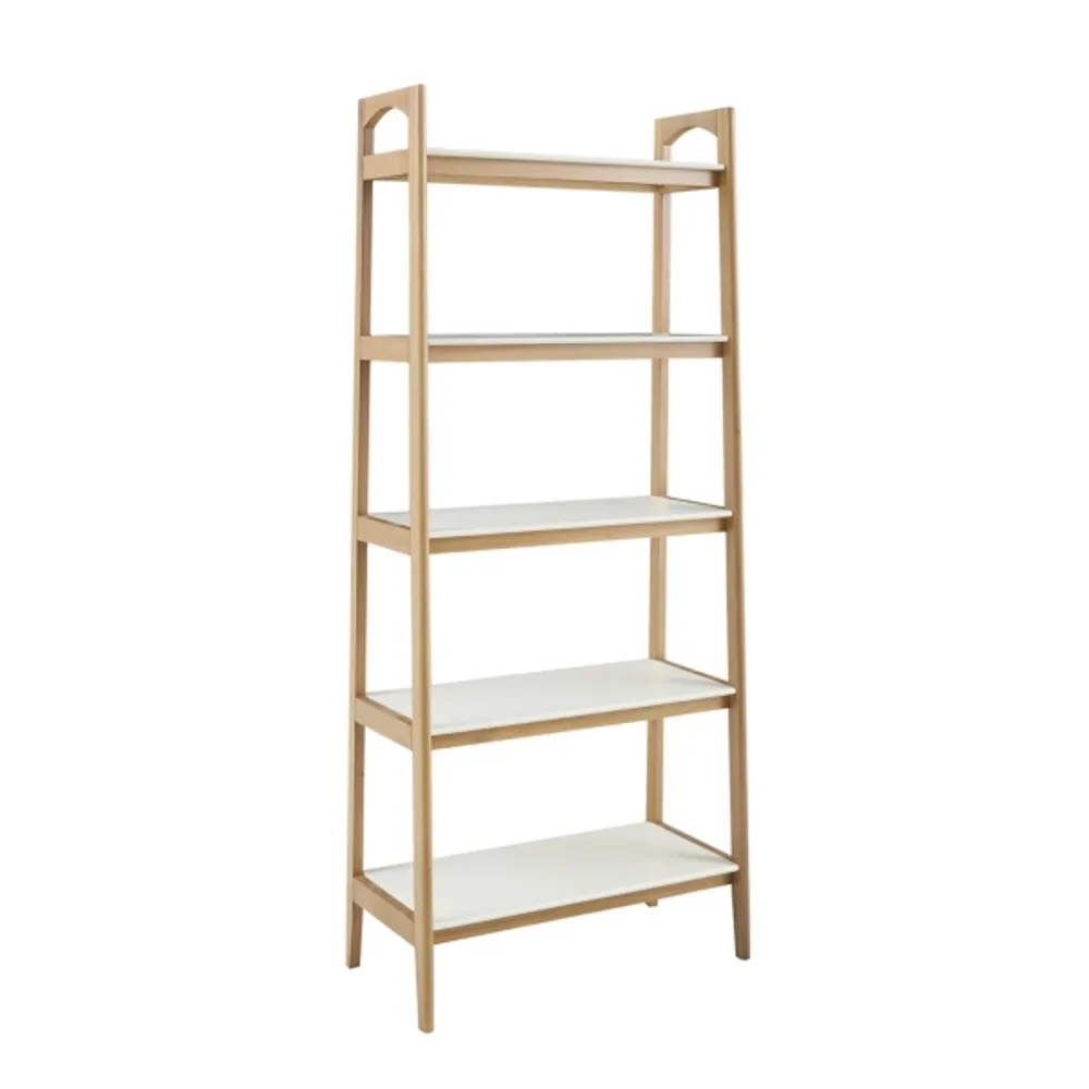 Kirklands Off White Wood Shelves with Natural Frame Bookcase | Hamilton ...