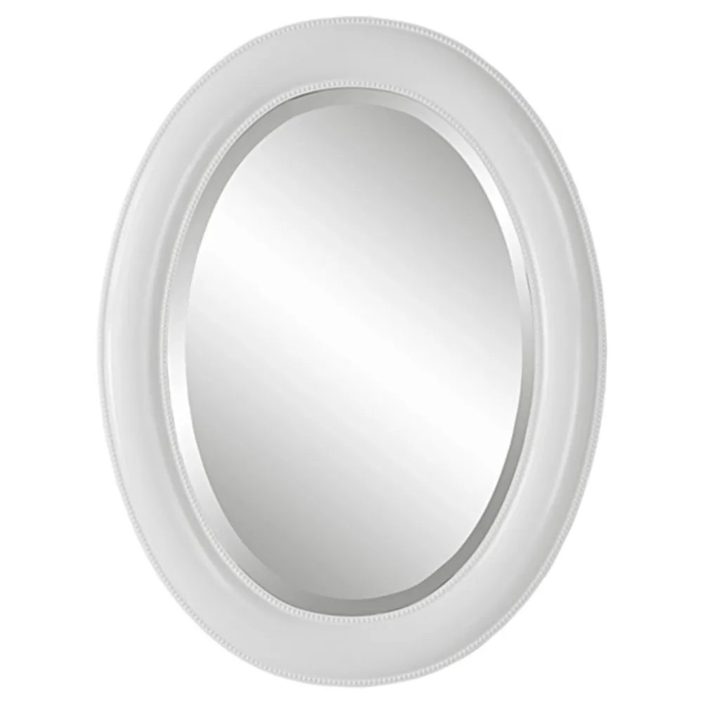Kirkland's White Oval Beveled Frame Mirror | Hamilton Place
