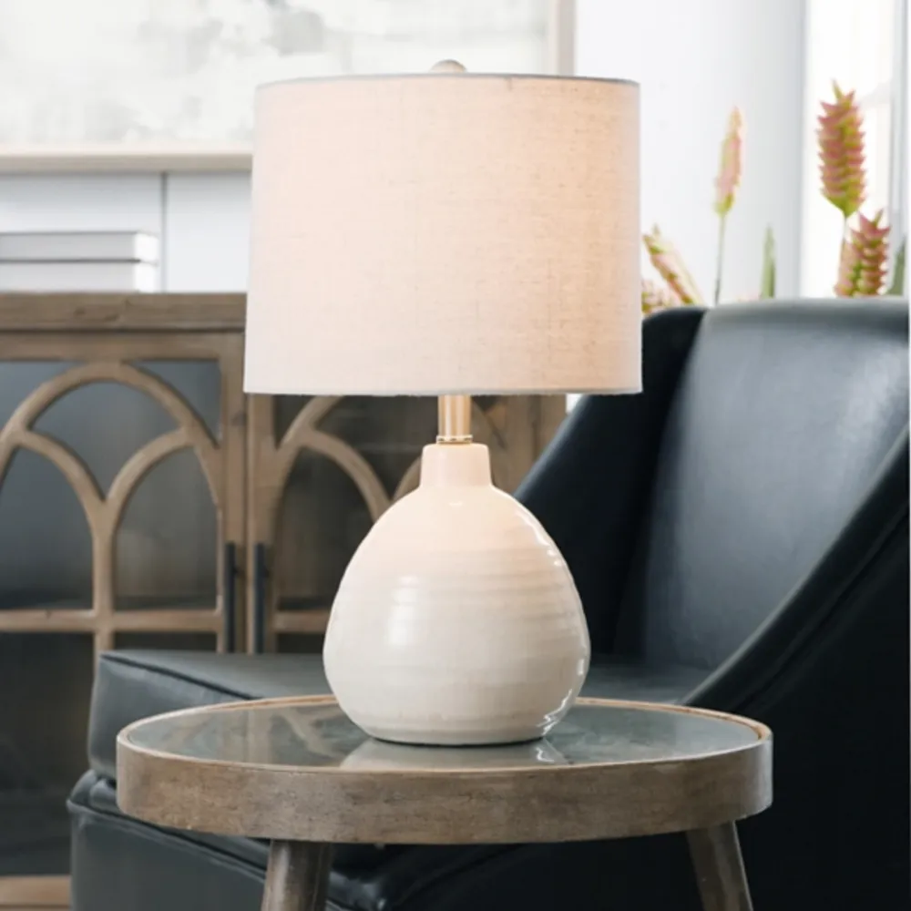 Kirklands Smooth Ivory Ceramic Table Lamp | Hamilton Place