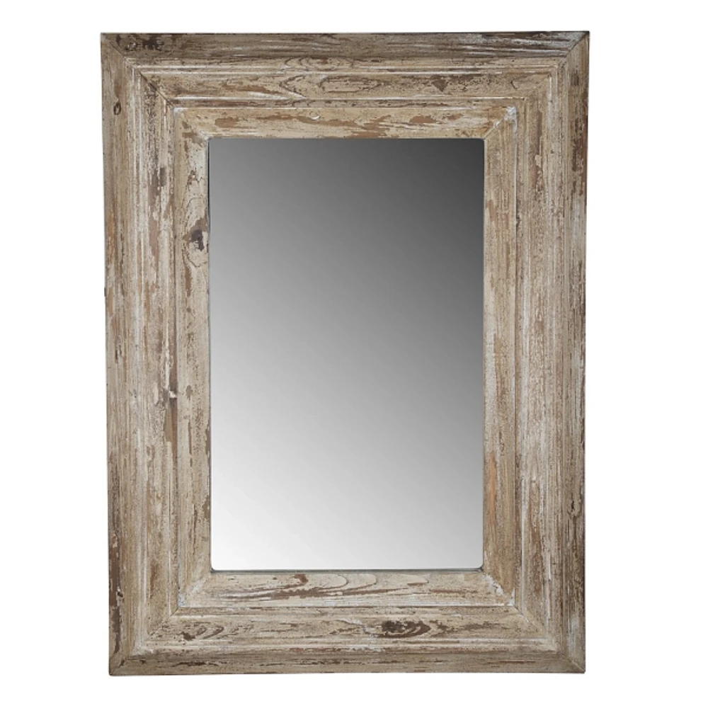 Kirklands Light Whitewashed Wood Rectangular Wall Mirror | Hamilton Place