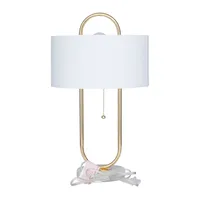 Kirklands Gold Metal Open Loop Stem White Round Table Lamp | Hamilton Place