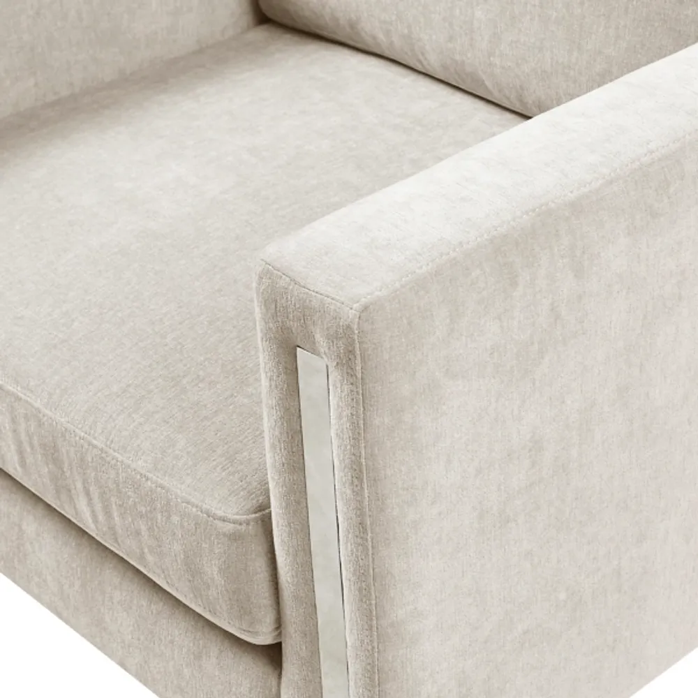 Kirklands Ivory Upholstered and Chrome Accent Chair | Hamilton Place
