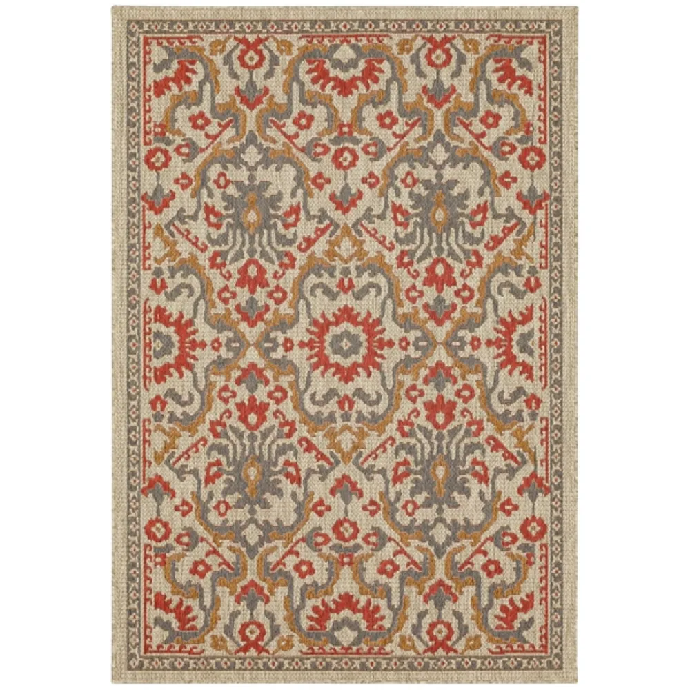 Kirkland's Rust Global Ikat Indoor/Outdoor Area Rug, 5x7 | Hamilton Place