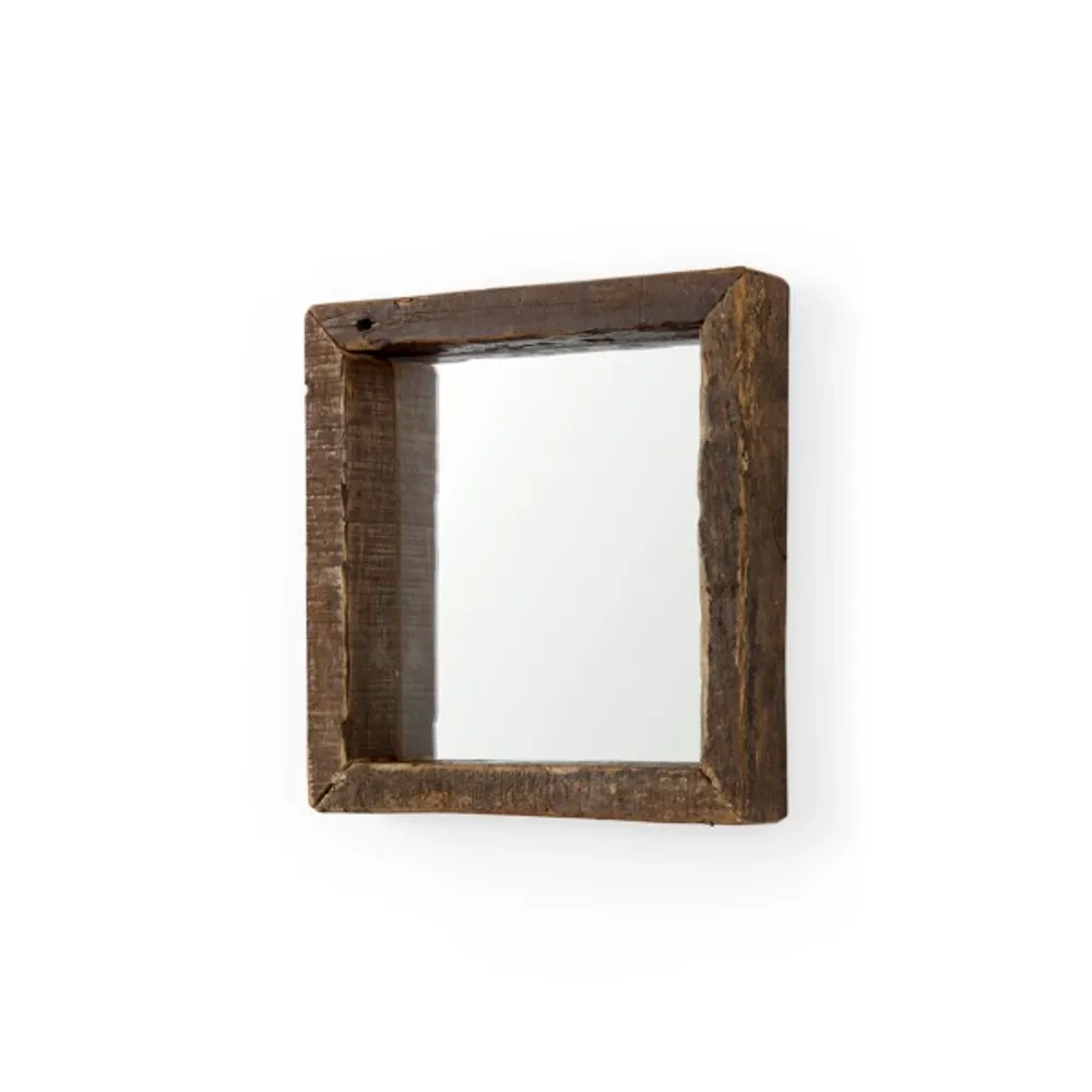 Kirkland's Garcelle Raw Wood Square Wall Mirror | Hamilton Place