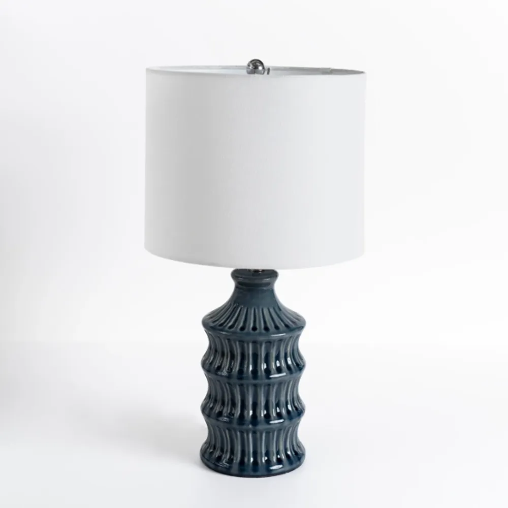Kirklands Navy Wave Glazed Table Lamp | Hamilton Place
