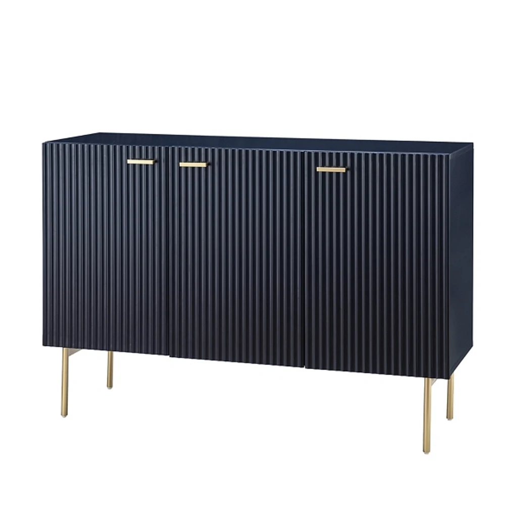 Kirklands Navy Ribbed Wood Sideboard Cabinet | Hamilton Place