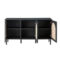 Kirklands Black Wood and Cane Arched Sideboard Cabinet | Hamilton Place