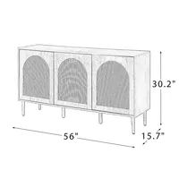 Kirklands Black Wood and Cane Arched Sideboard Cabinet | Hamilton Place