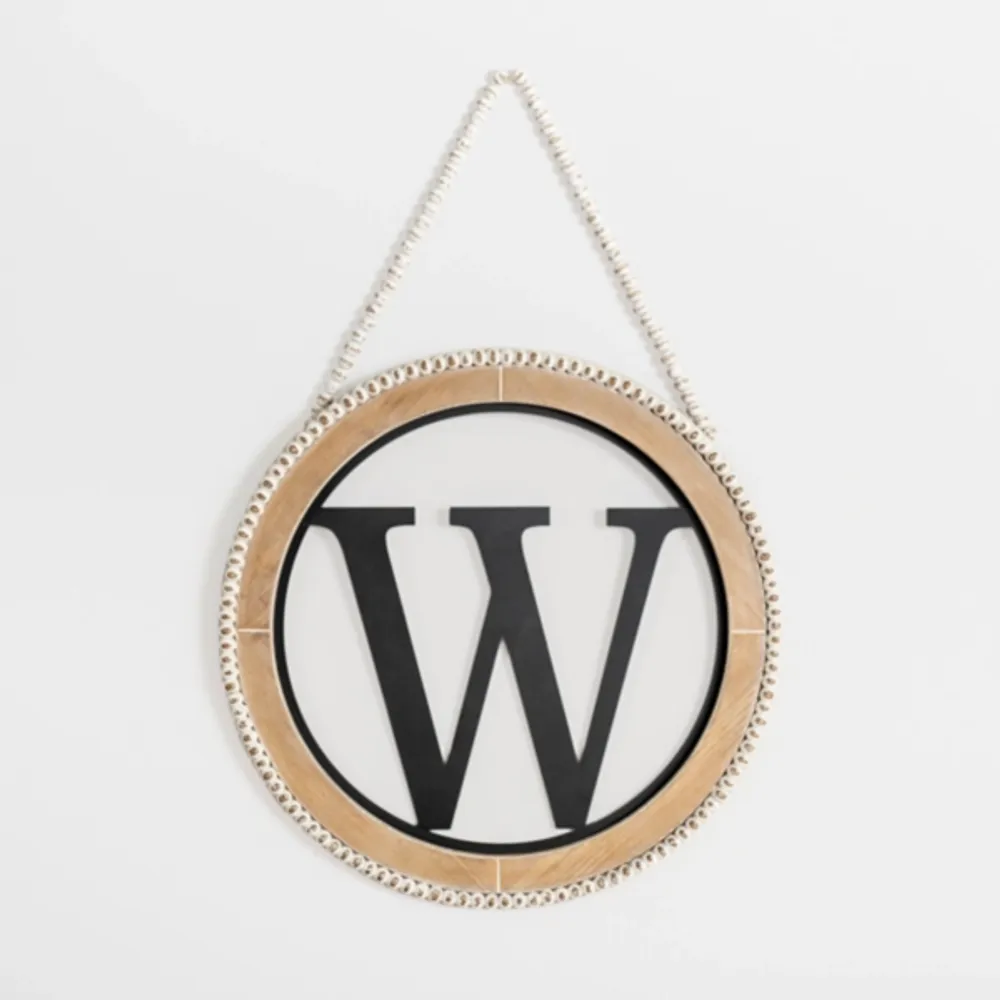 Kirklands Whitewash Bead Trim Monogram W Plaque | Hamilton Place