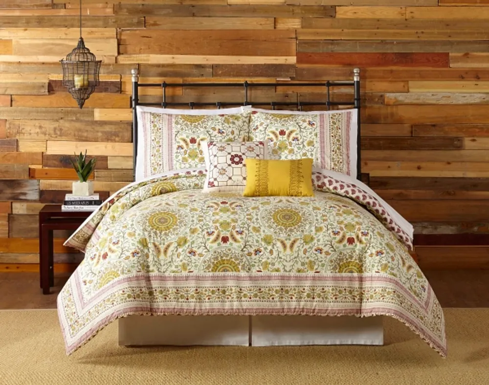 Kirkland's Shyla Yellow Vinework Queen 5-pc. Comforter Set | Hamilton Place