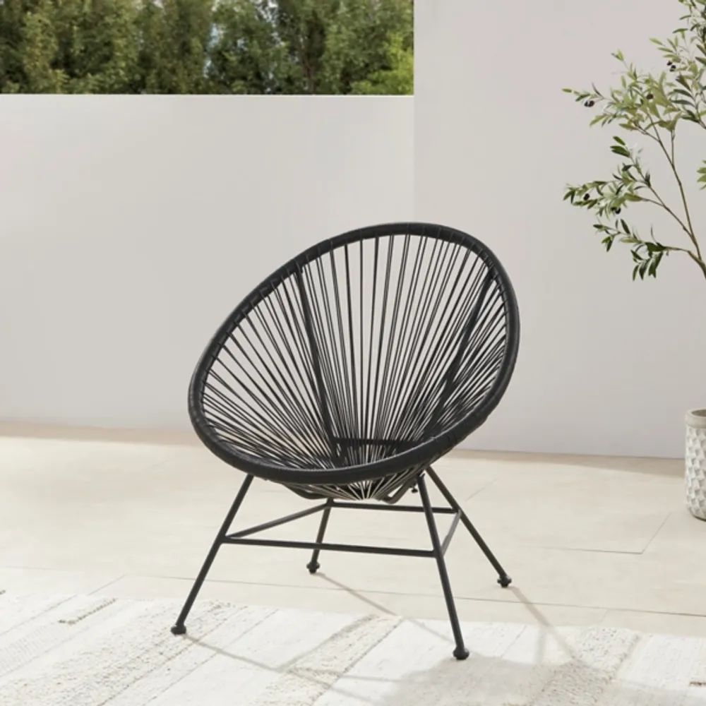 Kirklands Black Metal Wicker Outdoor Chair | Hamilton Place