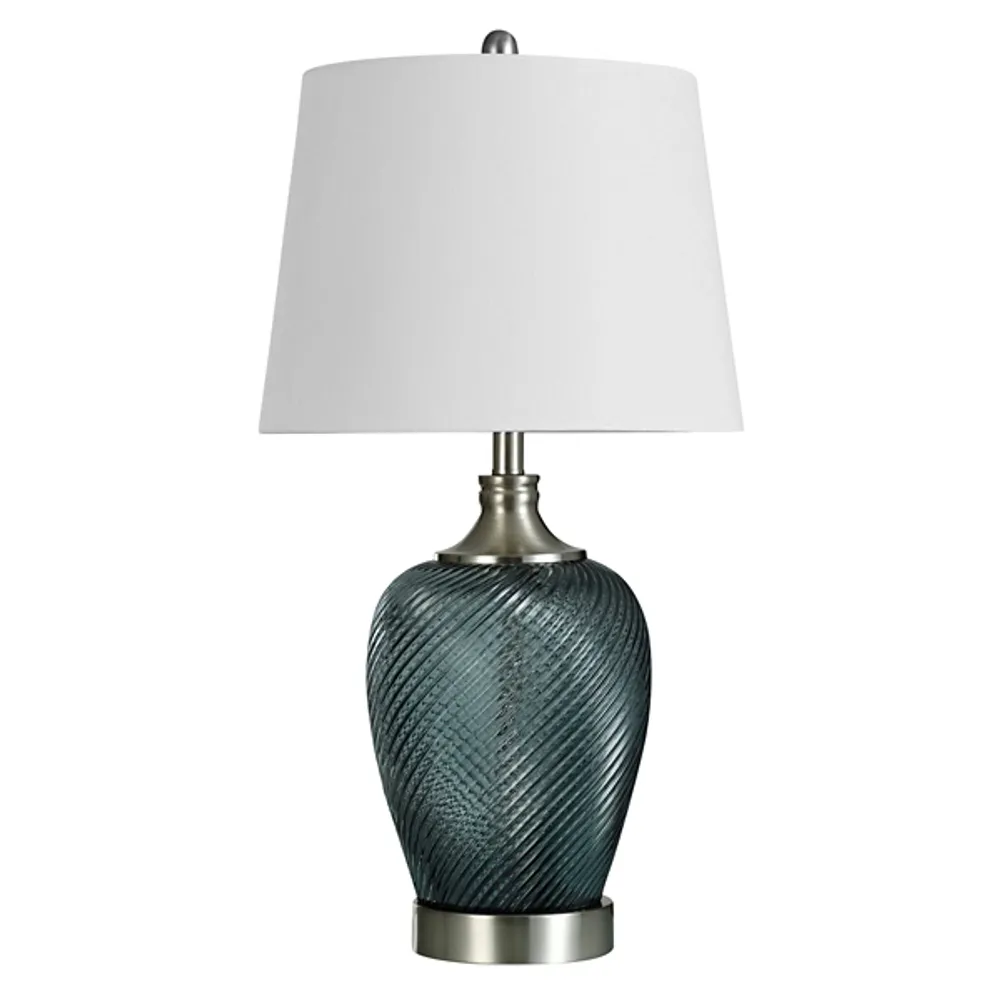 Kirklands Dark Aqua Ribbed Swirl Table Lamp | Hamilton Place