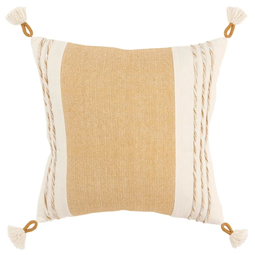 Kirklands Gold and Ivory Color Block Pillow | Hamilton Place