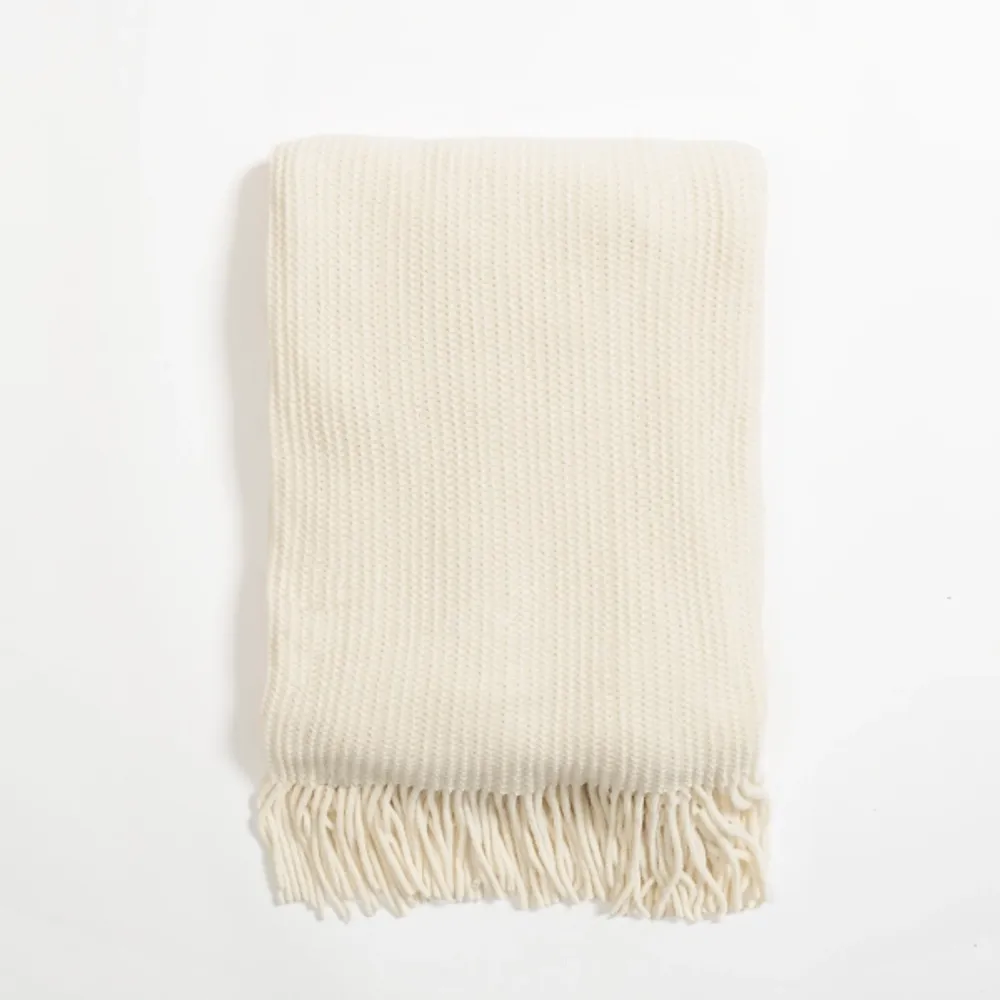 Kirklands Cream Chenille Ribbed Throw | Hamilton Place