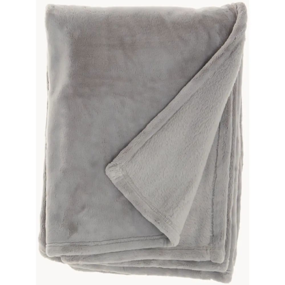 Kirklands Light Gray Faux Sheared Mink Throw | Hamilton Place