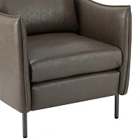 Kirklands Gray Faux Leather Flange Accent Chair | Hamilton Place