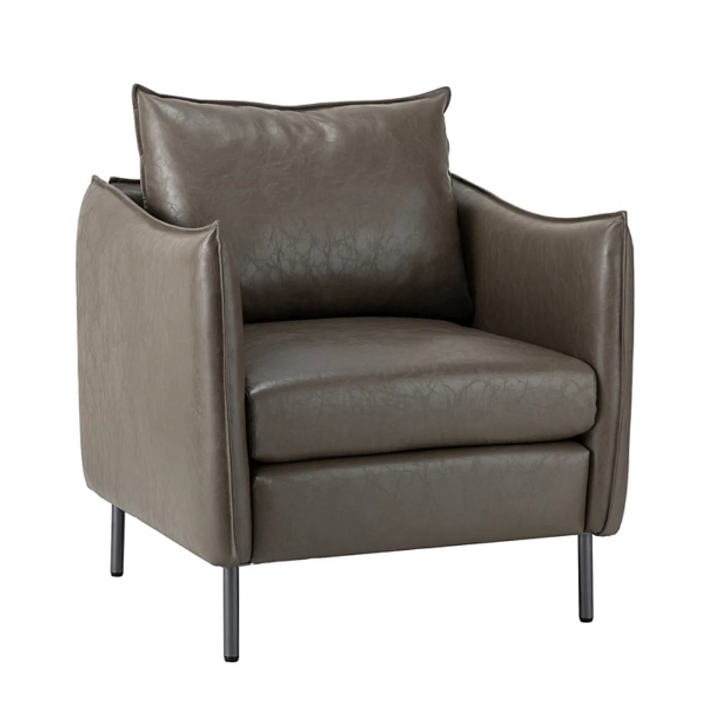 Kirklands Gray Faux Leather Flange Accent Chair | Hamilton Place
