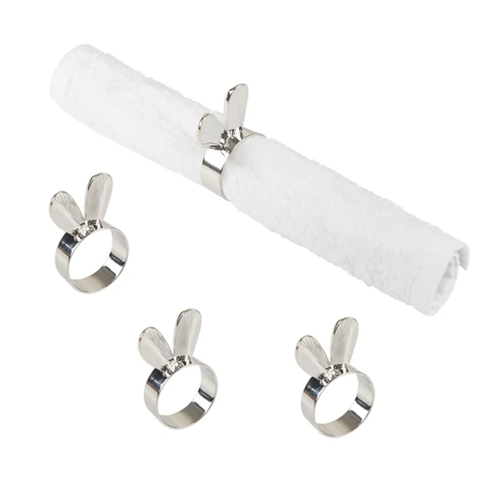 Kirklands Silver Bunny Ear Napkin Rings, Set of 4 | Hamilton Place