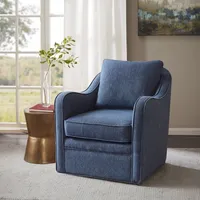 Kirklands Indigo Curved Arm Swivel Accent Chair | Hamilton Place