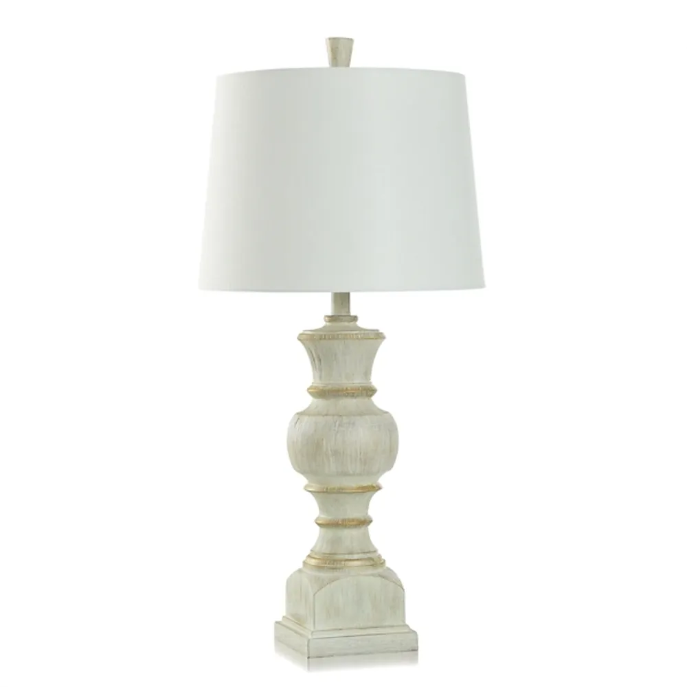 Kirklands White Textured Spindle Table Lamp | Hamilton Place