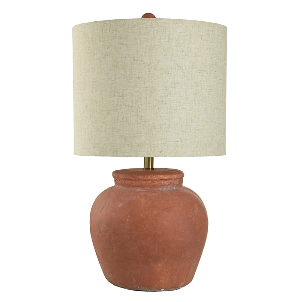 Kirklands Distressed Terracotta Round Table Lamp | Hamilton Place