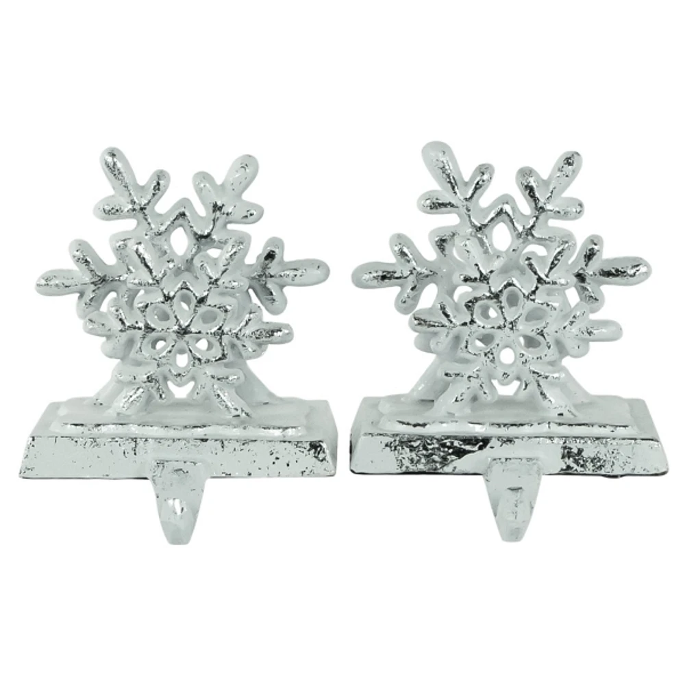 Kirklands Silver Snowflake Stocking Holders, Set of 2 | Hamilton Place