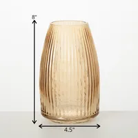 Kirklands Modern Amber Ribbed Glass Vase | Hamilton Place