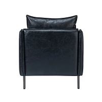 Kirklands Navy Flange Square Faux Leather Accent Chair | Hamilton Place