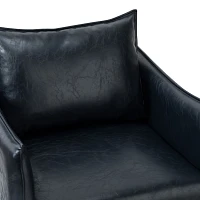Kirklands Navy Flange Square Faux Leather Accent Chair | Hamilton Place