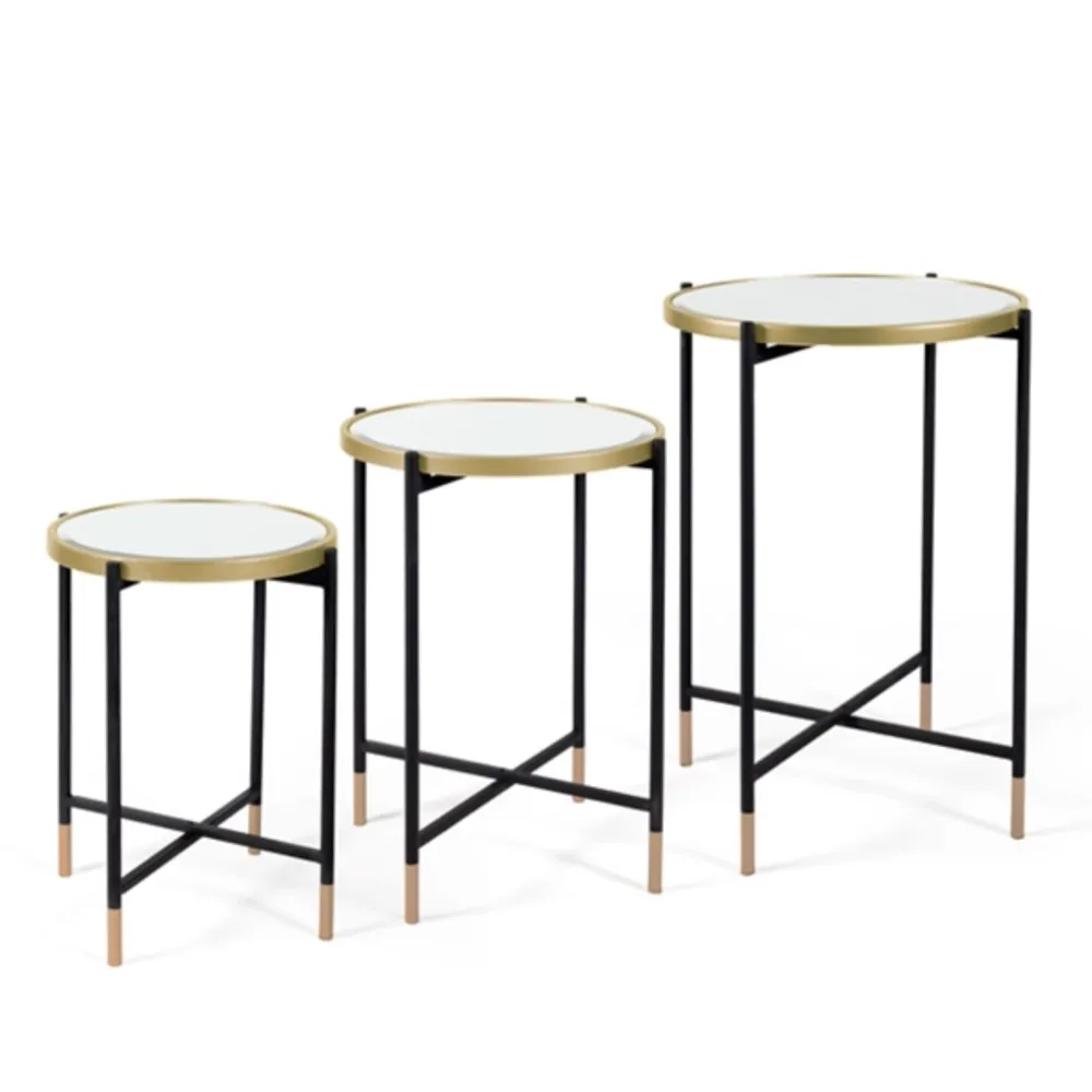 Kirklands Anastasia Mirrored Metal Accent Tables, Set of 3 | Hamilton Place
