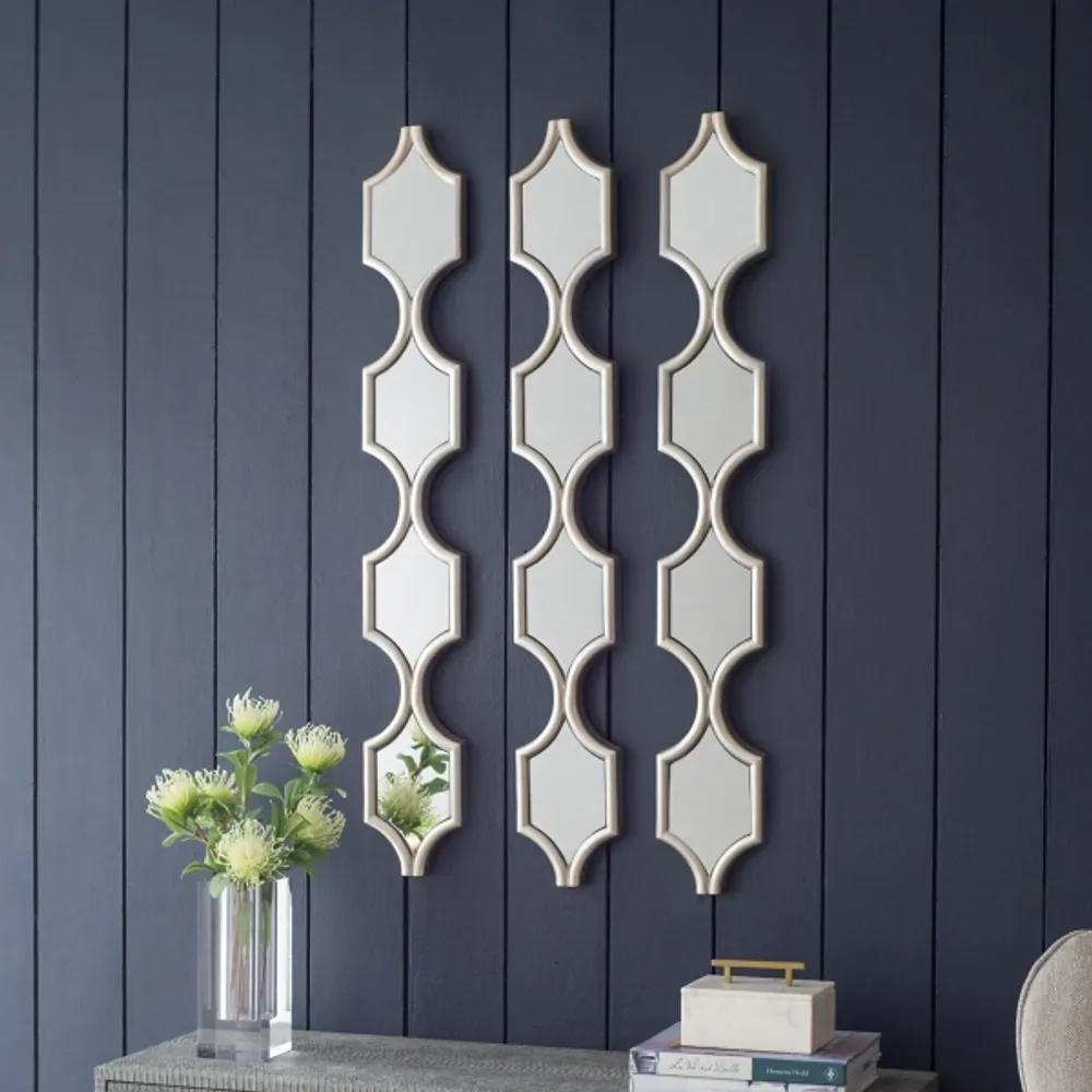 Kirklands Silver Slim Stacked Trellis Wall Mirror | Hamilton Place