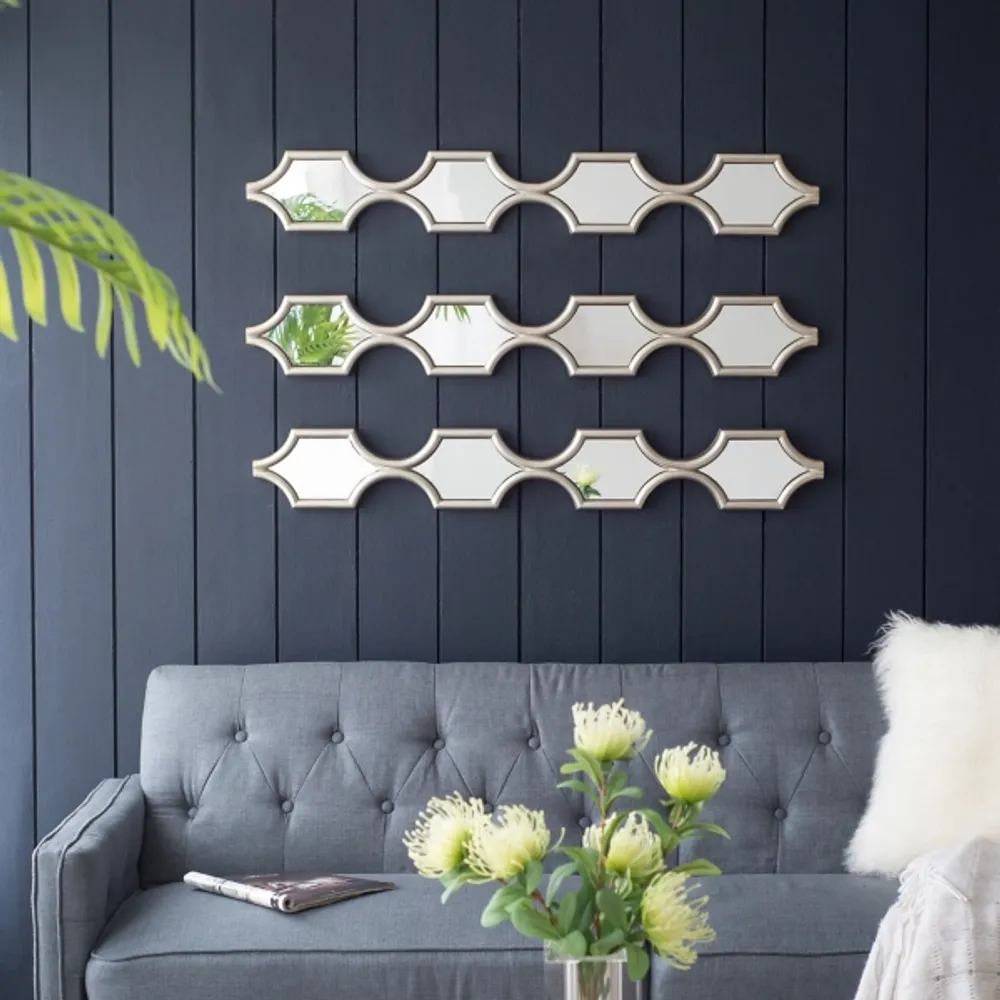 Kirklands Silver Slim Stacked Trellis Wall Mirror | Hamilton Place