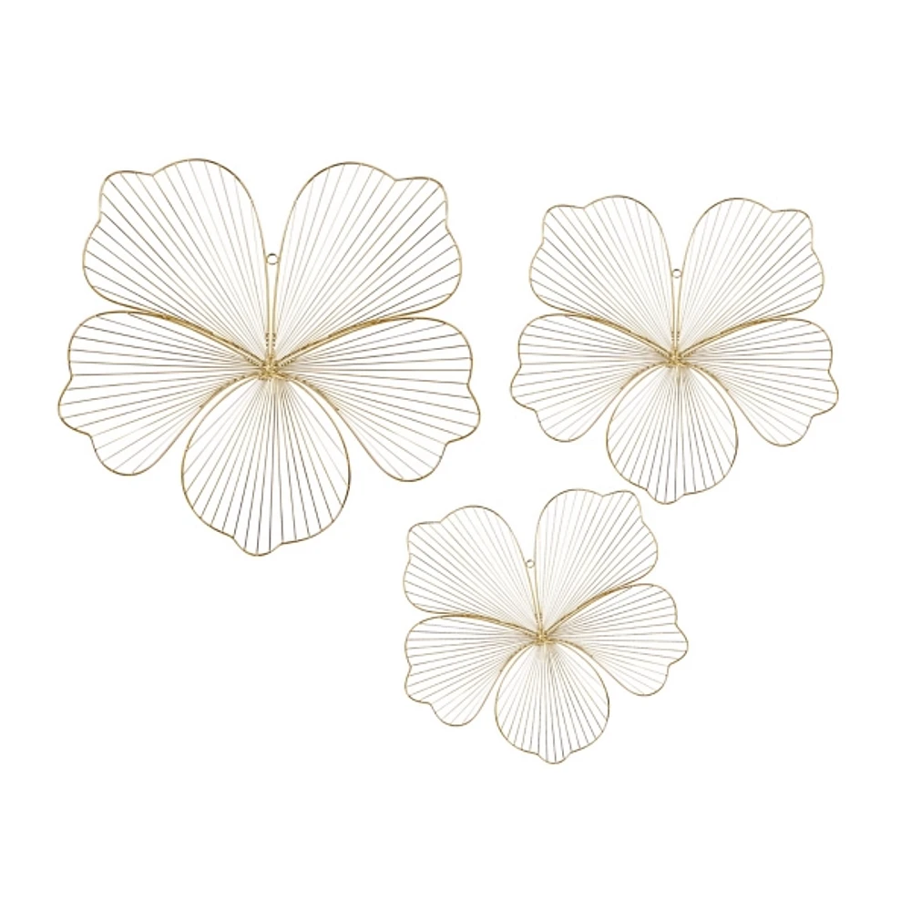 Kirklands Gold Metal Frame Floral Wall Plaques, Set of 3 | Hamilton Place