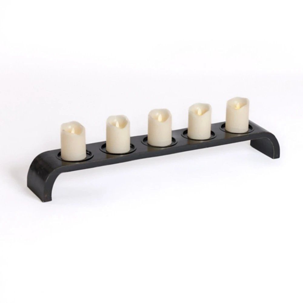 Kirklands Black Mango Wood Arched Pillar Candle Runner | Hamilton Place