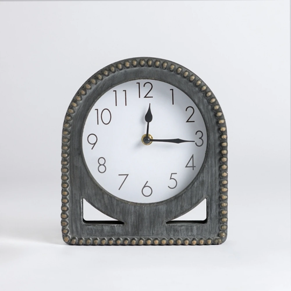 Kirklands Beaded Charcoal Tabletop Clock | Hamilton Place