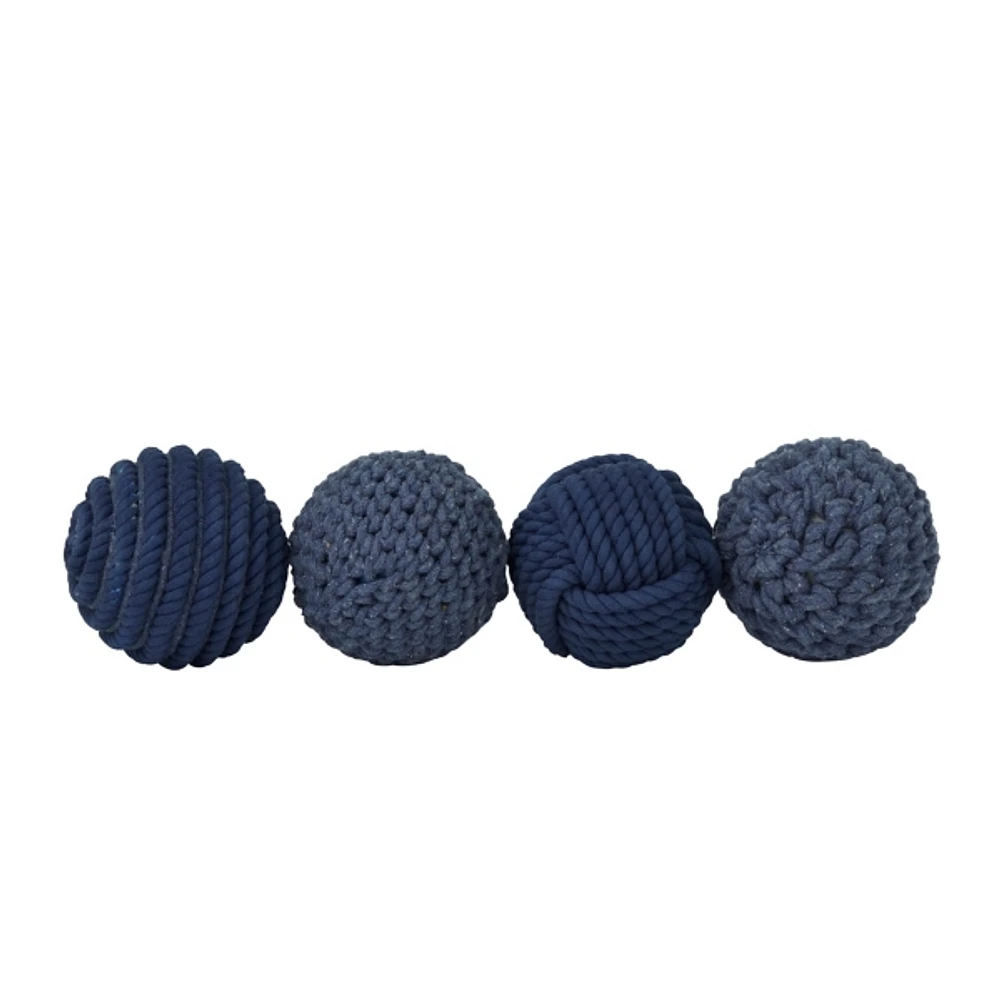 Kirklands Handmade Navy Blue Jute Rope Orbs, Set of 4 | Hamilton Place
