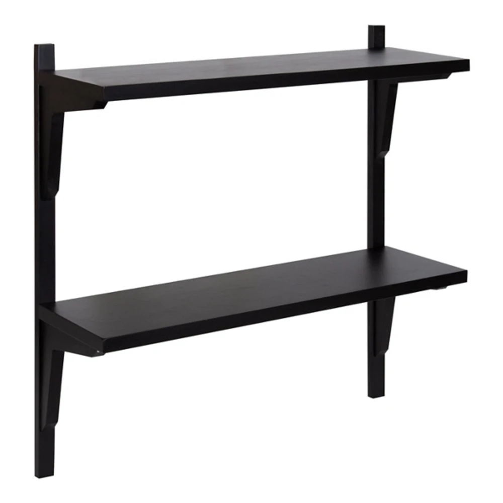 Kirklands Black Traditional Two-Tiered Wall Shelf | Hamilton Place