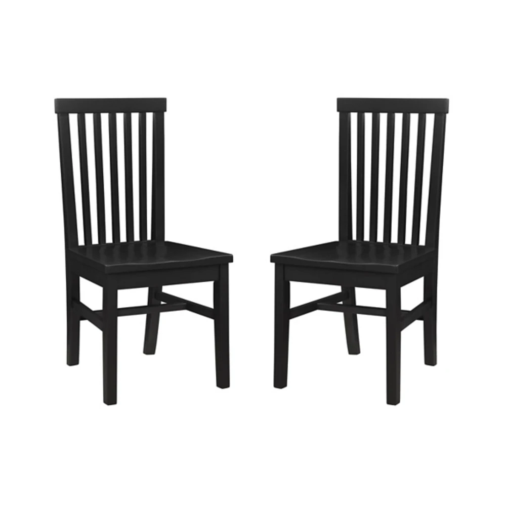 Kirklands Black Wood Slatted Back Dining Chairs, Set of 2 | Hamilton Place