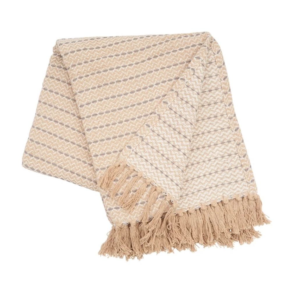 Kirklands Taupe Chevron and Dash Throw | Hamilton Place