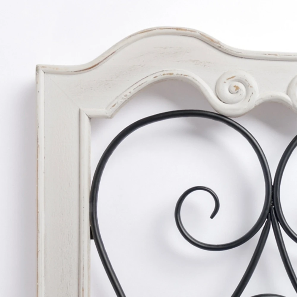 Kirklands Isabel White Wood and Metal Wall Plaque | Hamilton Place